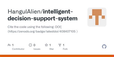 Github Hangulalienintelligent Decision Support System Cite The Code Using The Following Doi