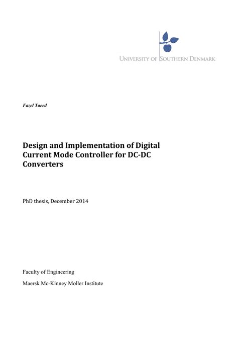 Pdf Design And Implementation Of Digital Current Mode Controller For Dc Dc Converters