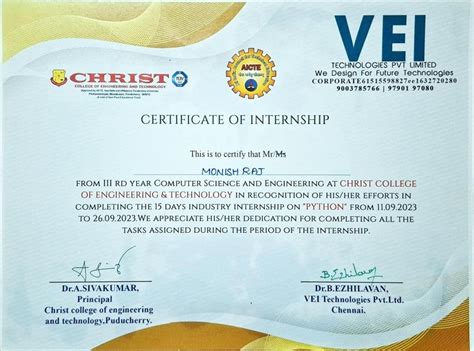Monish Raj V On Linkedin Python Internship Softwaredevelopment