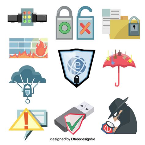 Firewall Security Icons Vector Free Download