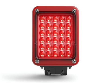 Red Rectangular Led Light Array Isolated On White Background Bright Intense Light Stock
