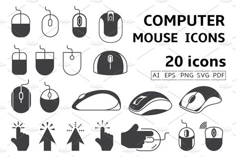computer mouse icons set masterbundles