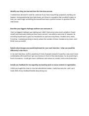 Mock Interview Reflection Docx Identify One Thing You Learned From