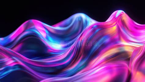 Colorful Gradient Waves In Motion On A Black Background Creating An