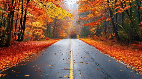 가을 숲의 길 가을 떨어지다 나무 배경 일러스트 및 사진 무료 다운로드 Pngtree