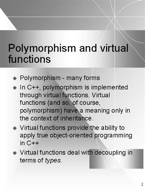 Polymorphism 1 Polymorphism And Virtual Functions U U