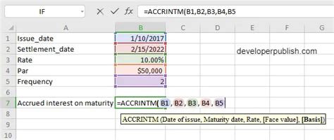 How To Use Accrintm Function In Excel Developerpublish