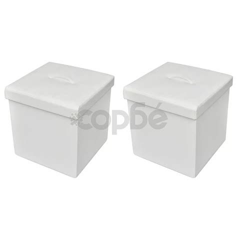 Сгъваема табуретка с място за съхранение бяла 2 броя — Sorbe Bg