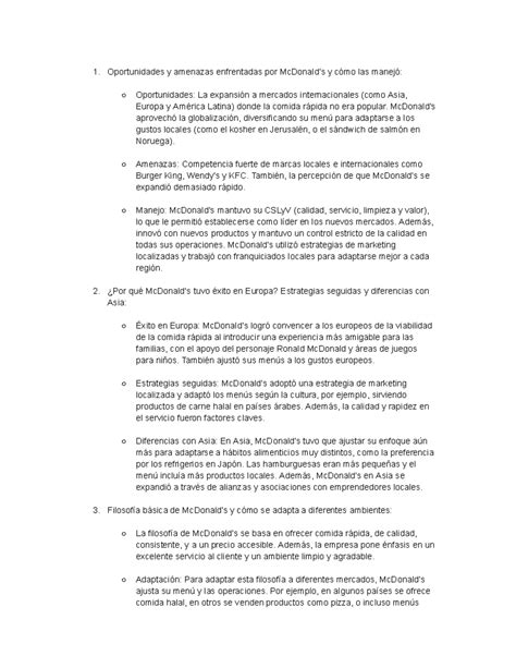 Estrategias De Mcdonalds En Mercados Internacionales Oportunidades Y