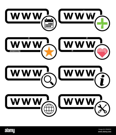 Set Of World Wide Web Icon Internet Website Symbol Click Mouse