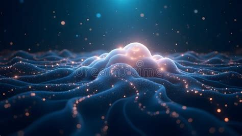 Abstract Glowing Data Cloud Network In The Sky Symbolizing Unified Digital Collaboration Stock