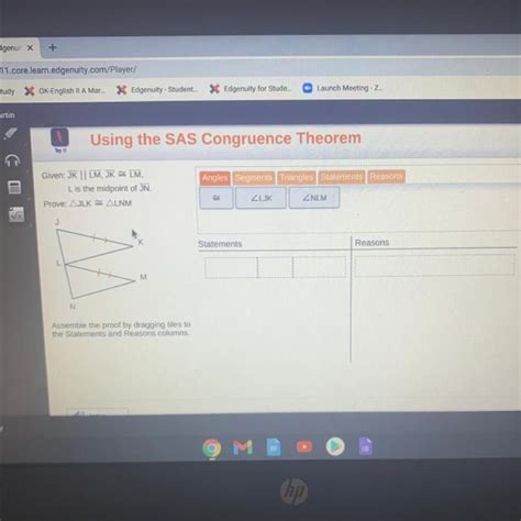 Free Using The Sas Congruence Theorem Try It Angles Segmenis Triangles Statements Reasons