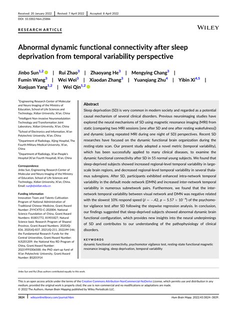 Pdf Abnormal Dynamic Functional Connectivity After Sleep Deprivation