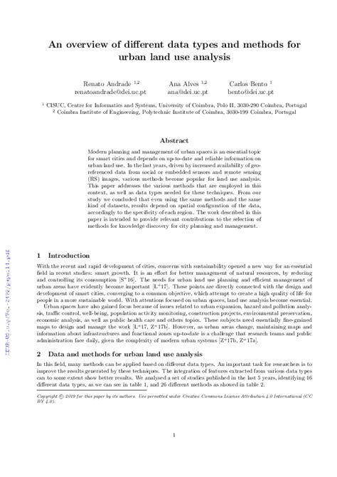 Pdf An Overview Of Different Data Types And Methods For Urban Land Use Analysis