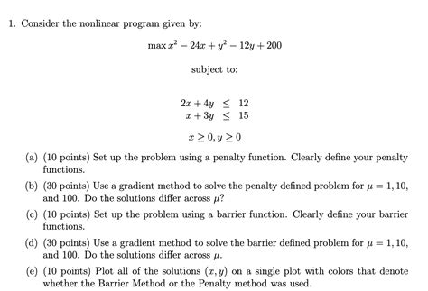 1 Consider The Nonlinear Program Given By Max X2