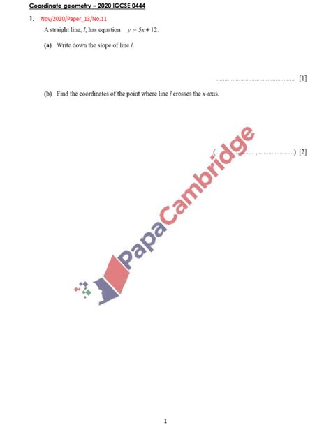 2020 Coordinate Geometry Igcse 0444 Pdf