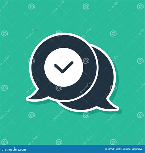 Blue Check Mark In Speech Bubble Icon Isolated On Green Background Security Safety Protection