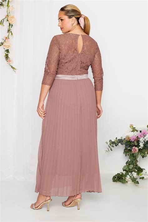 Plus Size Yours London Curve Blush Pink Lace Pleated Maxi Dress Yours