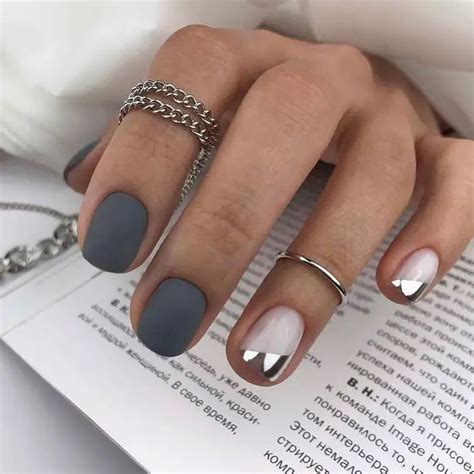 Summer Short Nails Oval Shape 2024 Short Oval Nails With Matte Grey