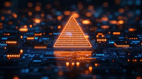 Abstract 3d Rendering Of Digital Code Background Orange Triangle