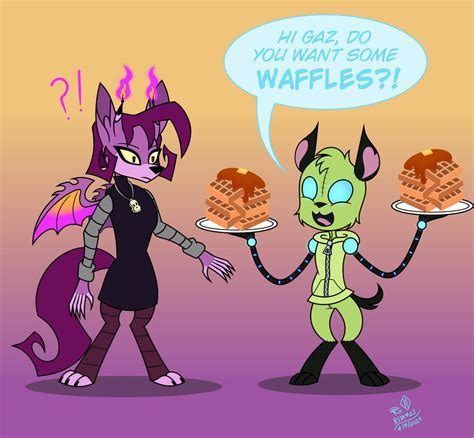 Gir Offering Some Waffles To Gaz T By Bsw421 On Deviantart