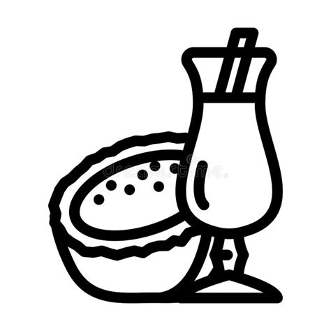 Ilustração Vetorial Do ícone Da Linha Tropical Do Coco Branco Ilustração Do Vetor Ilustração