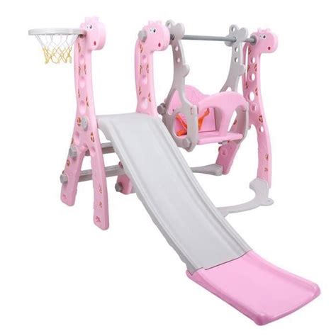Toboggan Et Balanoire Pour Enfants Bébés Avec Panier De Basket Echelle