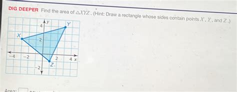 Dig Deeper Find The Area Of Xyz Hint Draw A Rectangle Whose Sides Contain Points X Math