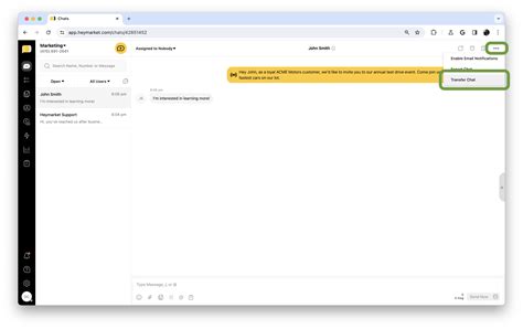 Chat Transfer Heymarket
