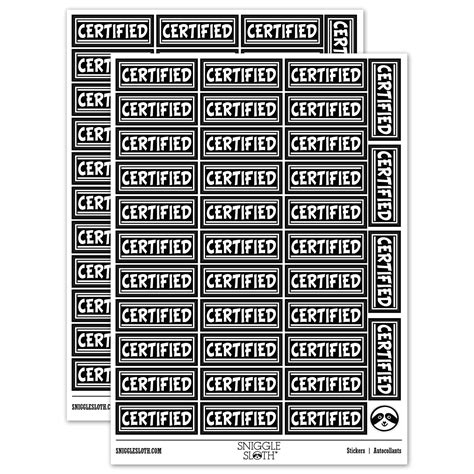 Certified Double Lines Border Letter Sticker Set Black Gloss Finish