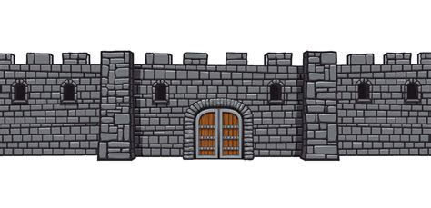 Medieval Castle Wall With Gate And Loopholes 2d 13194563 Vector Art At Vecteezy