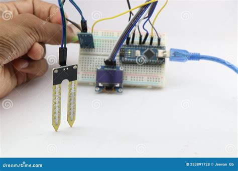Breadboard Circuit Made From Display Module And Microcontroller Board