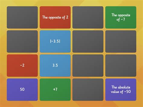 Revision Absolute Value And Opposites Matching Pairs
