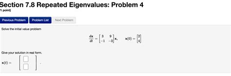 Section 78 Repeated Eigenvalues Problem 4 1 Point