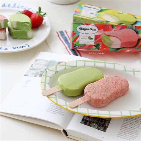 하겐다즈 스틱바 스트로베리 그린티와 레몬 소르베 아이스크림 신제품 상큼달콤 네이버 블로그