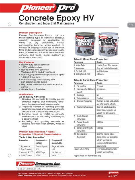 Tds Ppro Concrete Epoxy Hv 022019 Pdf Concrete Epoxy