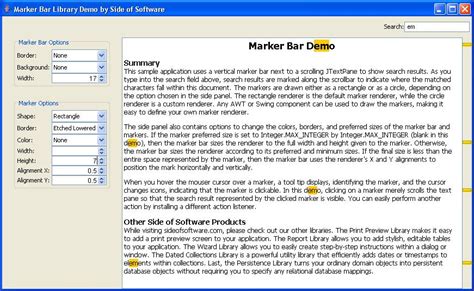 Side Of Software Marker Bar Library Features
