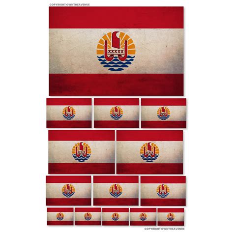 14pcs Vintage Style French Polynesia Flags Tahiti Teahupoo Assorted