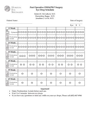 Printable Cataract Surgery Eye Drop Schedule Template Fill Online