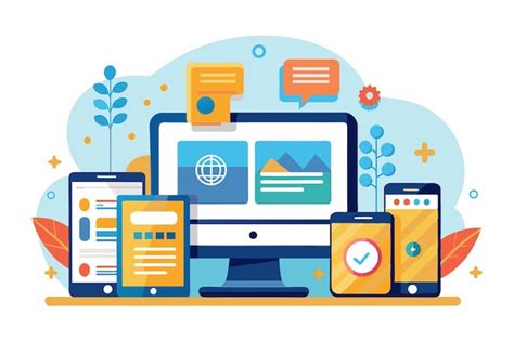 A Vibrant Design Showcasing Multiple Digital Devices And Online Communication Platforms In A