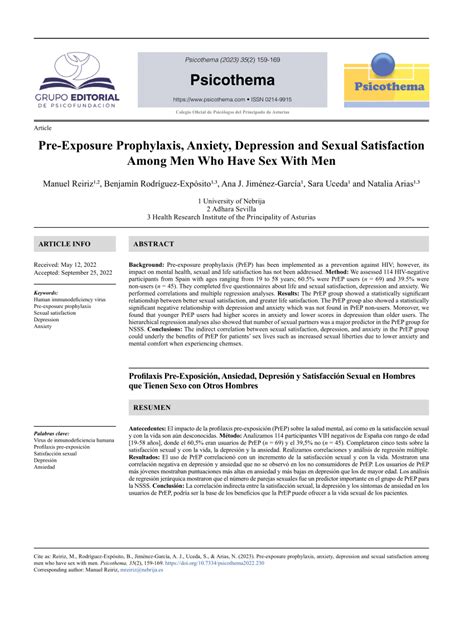 Pdf Pre Exposure Prophylaxis Anxiety Depression And Sexual