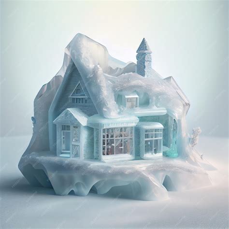 Premium Photo House Made Of Ice Frozen House In The Snowy Arctic 3d