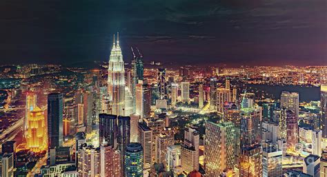 Kuala Lumpur Skyline Aerial Night View Photograph By Mothaibaphoto