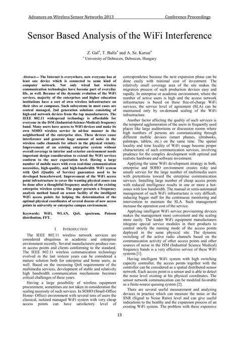Pdf Sensor Based Analysis Of The Wifi Interference