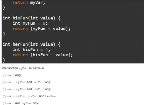 Solved Consider The Following C Code Hinclude Int Myfun
