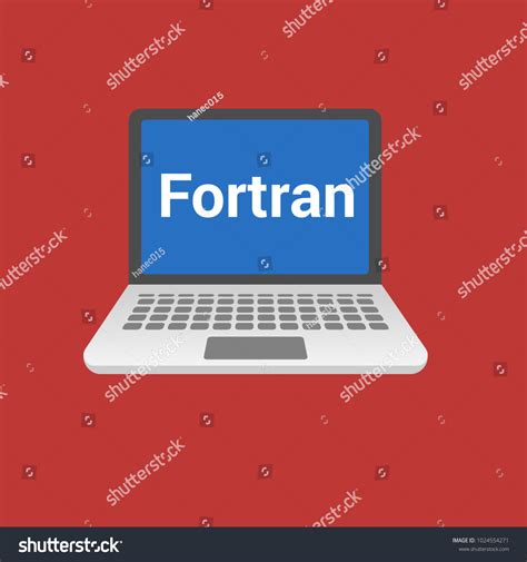 Fortran Programming Language Laptop Flat Design Stock Vector Royalty