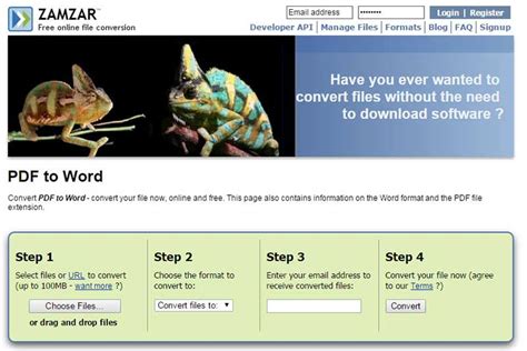 how to convert pdf to word with zamzar