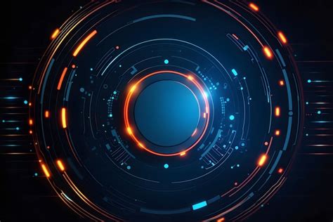 Premium Vector Digital Circles With Blue Glowing Dots And Scifi Hud Circle Big Data