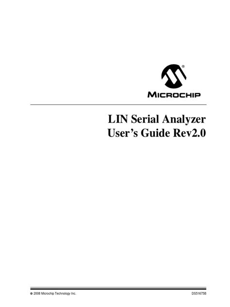 Lin Serial Analyzer Users Guide Rev20 2008 Microchip Technology Inc Ds51675b Download Free