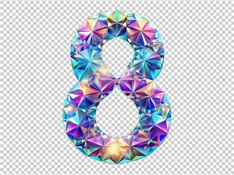 Кристалл номер 8 на прозрачном фоне Премиум Ai сгенерированный Psd